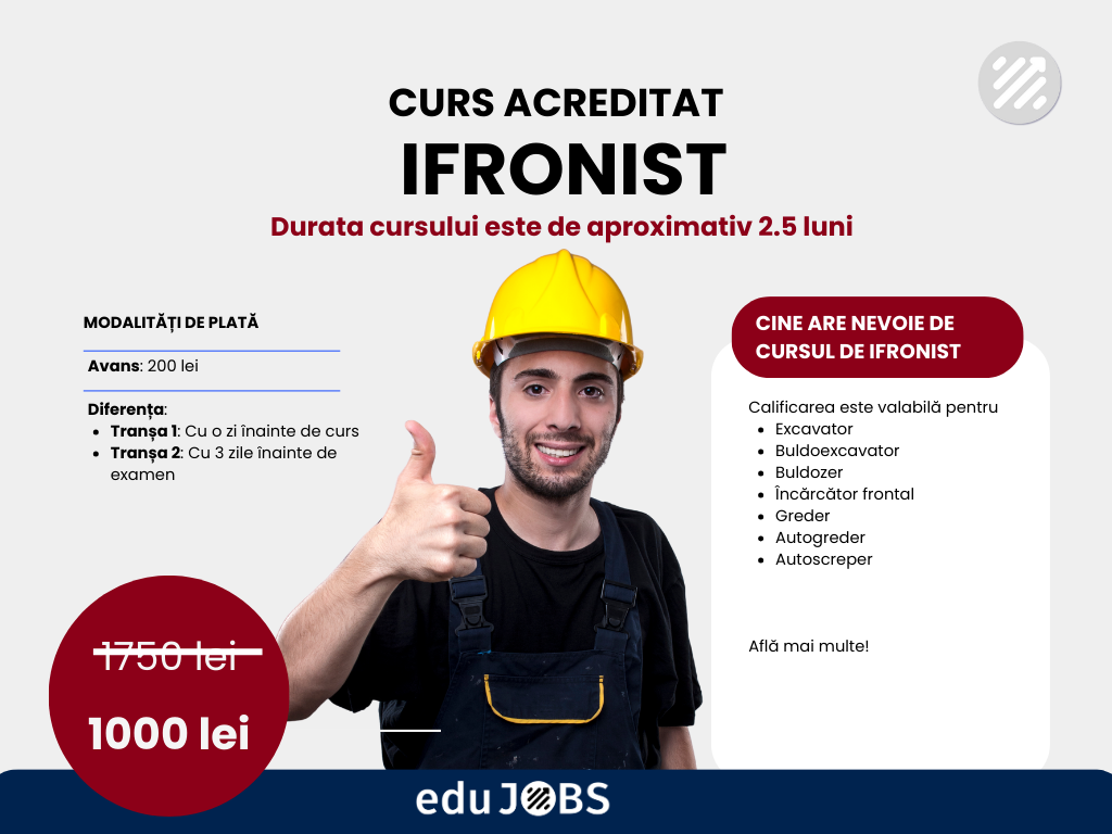 MAȘINIST LA MAȘINI PENTRU TERASAMENTE (IFRONIST) – Calificare - eduJOBS